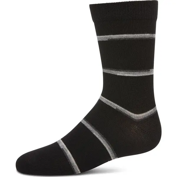 MEMOI Spacedye Stripe Crew Sock - Black