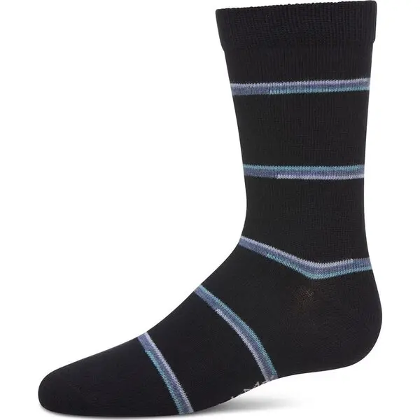 MEMOI Spacedye Stripe Crew Sock - Navy