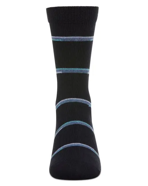 MEMOI Spacedye Stripe Crew Socks - Navy