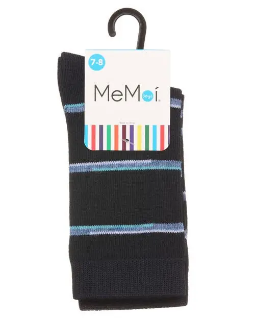 MEMOI Spacedye Stripe Crew Socks - Navy