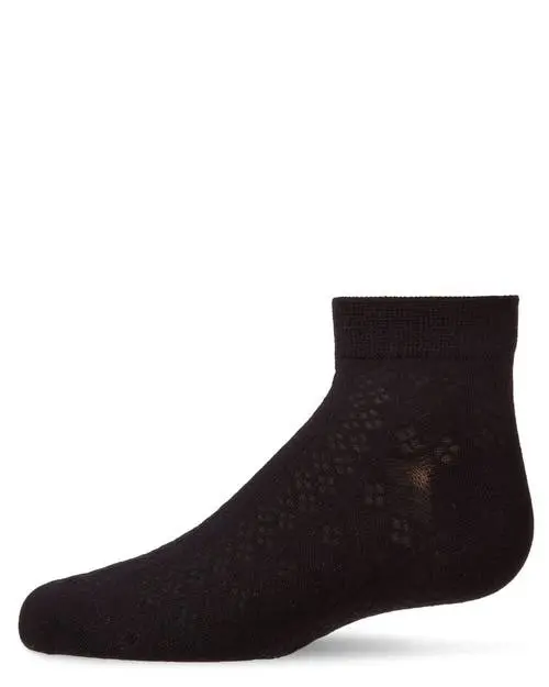 MEMOI Diamond Patterned Ankle Socks - Black