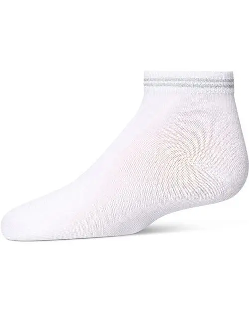 MEMOI Zag Lurex Ankle Socks - Silver