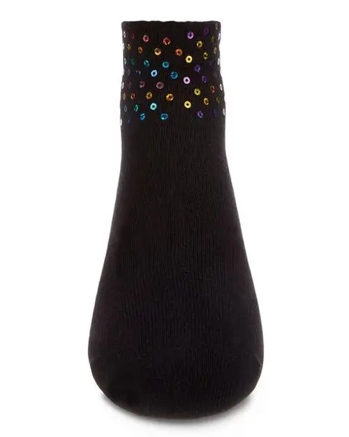 MEMOI Sequin Anklet Socks - Black