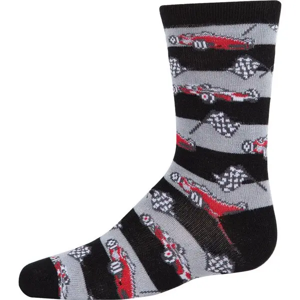 MEMOI Race Car Crew Socks - Black