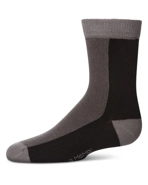 MEMOI Color-block Fine-gauge Crew Sock - Black