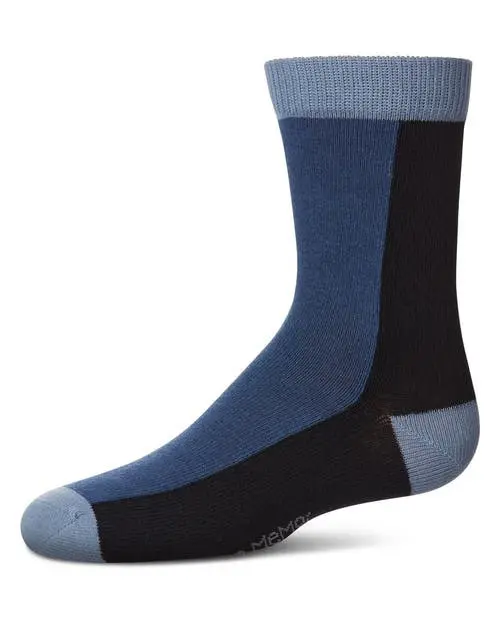 MEMOI Color-block Fine-gauge Crew Sock - Navy