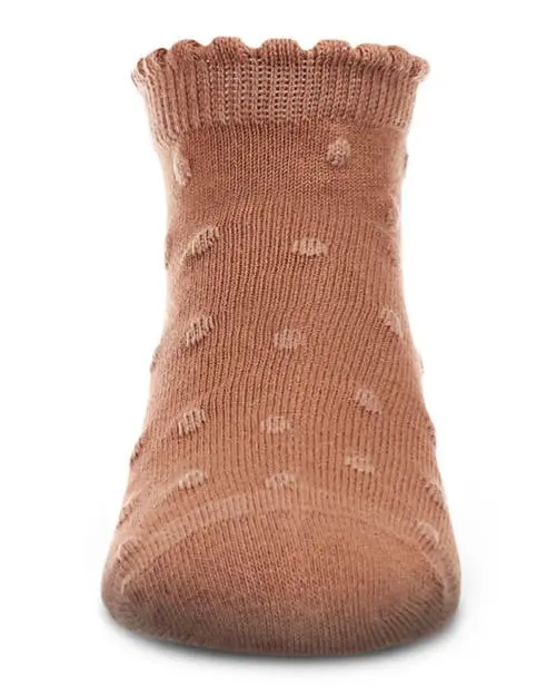 MEMOI Cotton-blend Swiss Dot Anklet Socks - Cappuccino