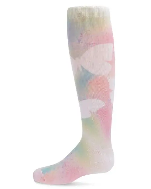 MEMOI Pastel Butterfly Knee High Socks - Multi