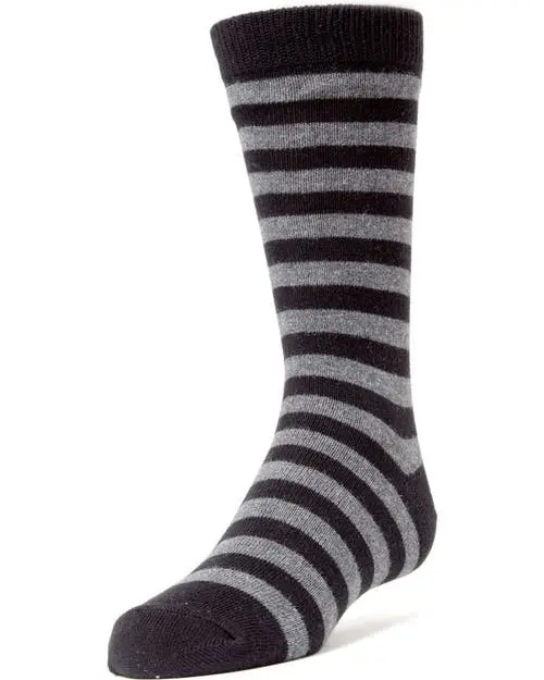 MEMOI Two Color Striped Dress Socks - Black