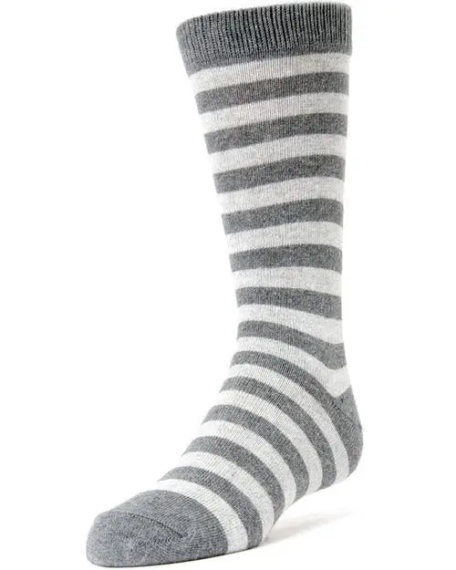 MEMOI Two Color Striped Dress Socks - Charcoal