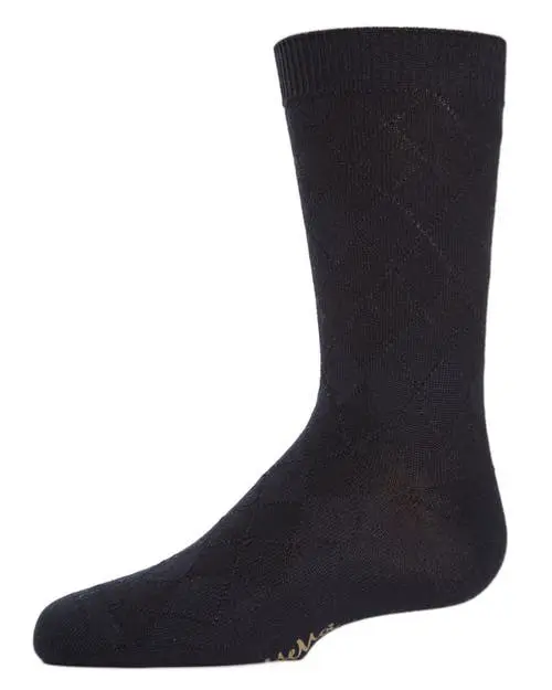 MEMOI Argyle Crew Socks - Black