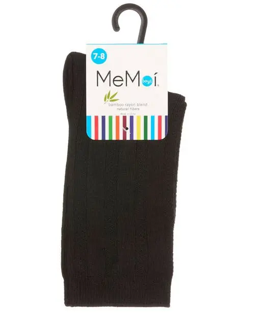 MEMOI Woven Ribbed Crew Socks