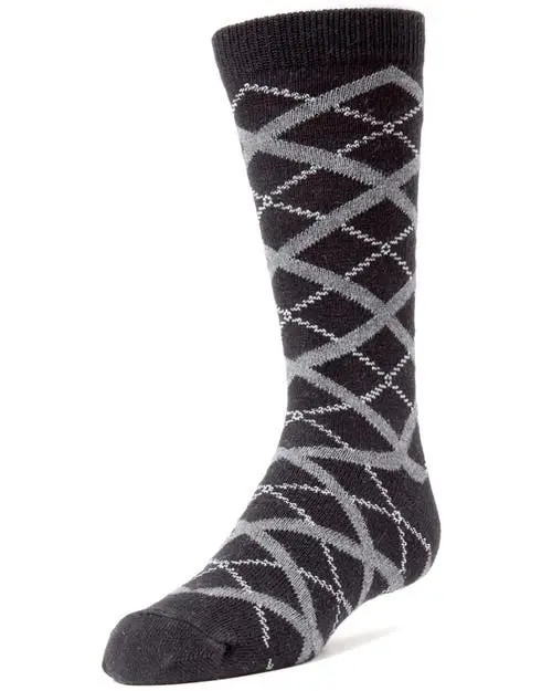 MEMOI Diamond Interlock Crew Socks - Black