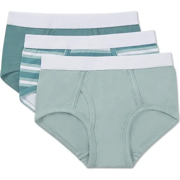 MEMOI 3 Pair Pack Stripes Multi Briefs - Green Multi