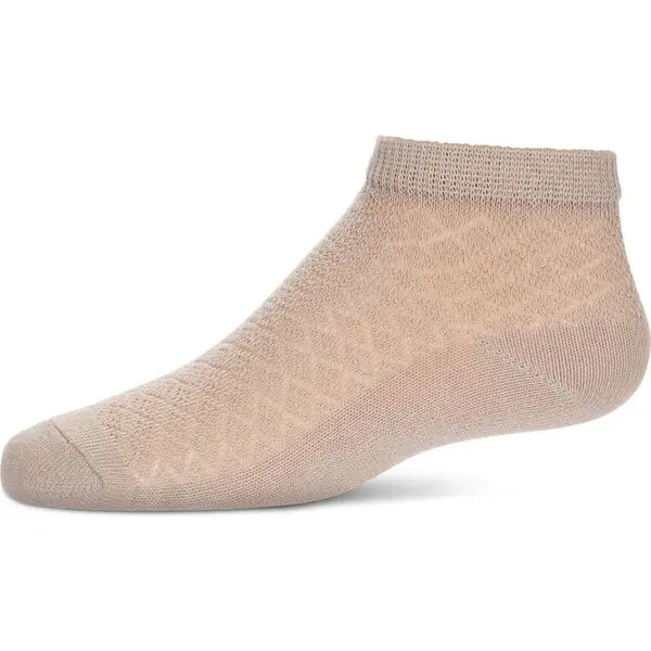 MEMOI Diamond Sheer Ankle Socks - Latte