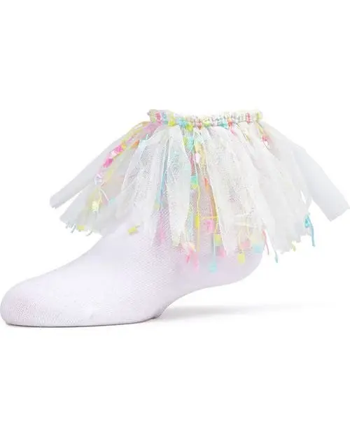 MEMOI Confetti Ankle Socks - White