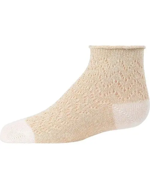 MEMOI Fuzzy Shimmer Anklet Socks - Winter White