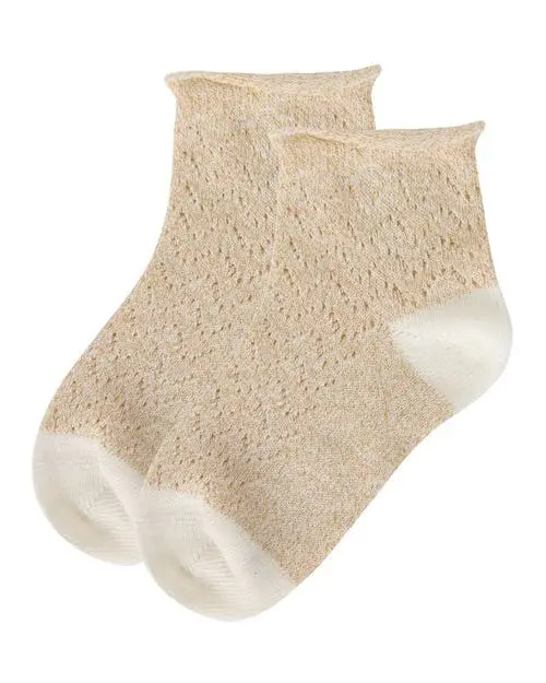 MEMOI Fuzzy Shimmer Anklet Socks - Winter White