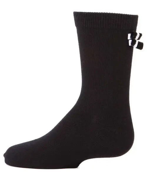 MEMOI Bow Detailed Crew Socks - Black