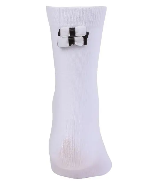 MEMOI Bow Detailed Crew Socks - White