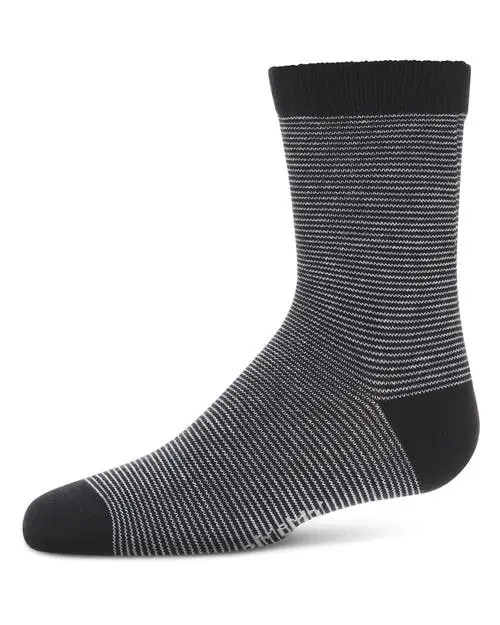 MEMOI Horizontal Stripe Crew Socks - Navy