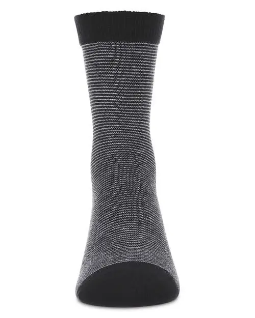 MEMOI Horizontal Stripe Crew Socks - Navy