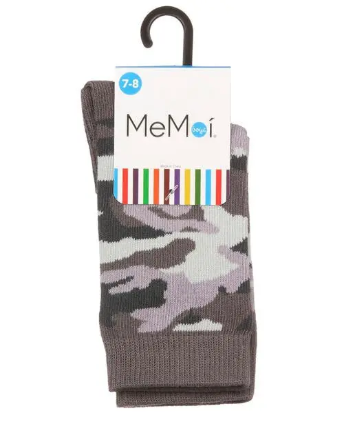 MEMOI Camouflage-pattern Crew Socks - Gray