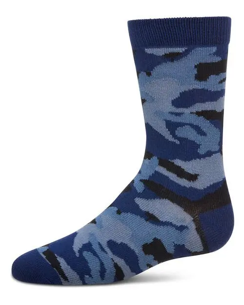 MEMOI Camouflage-pattern Crew Socks - Navy
