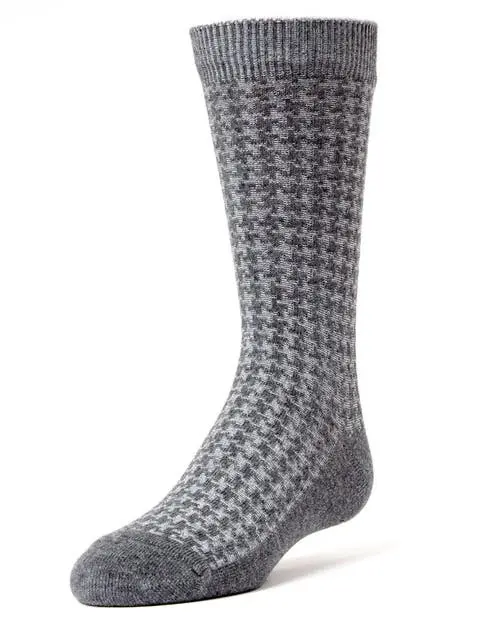 MEMOI Houndstooth Mercerized Dress Socks - Charcoal