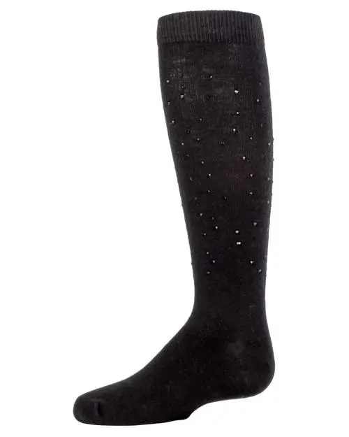 MEMOI Jeweled Knee Socks - Black