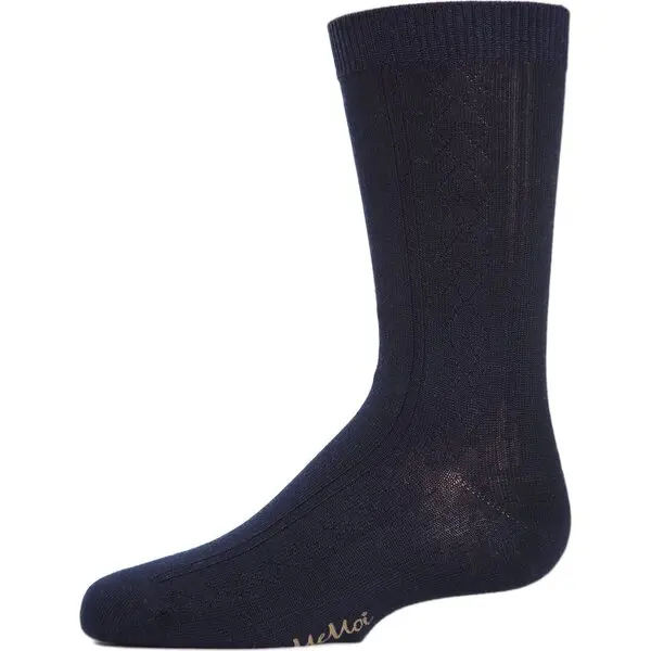 MEMOI Argyle All Over Crew Socks - Navy