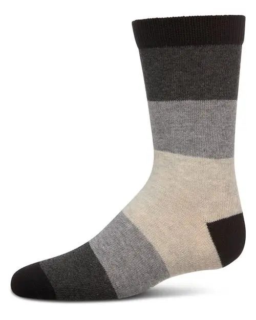 MEMOI Ombre Color Block Crew Sock - Black