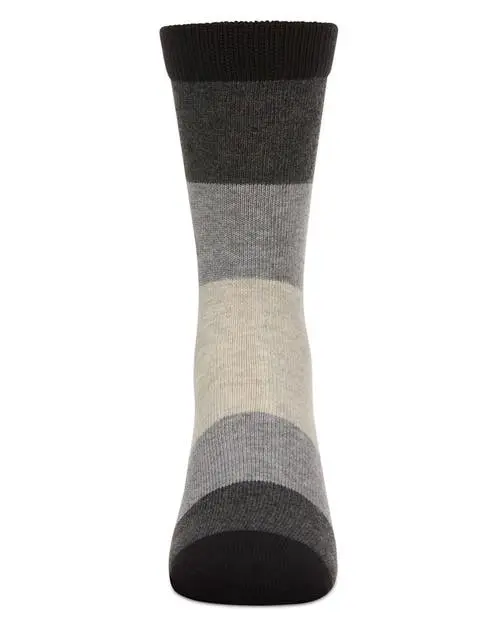 MEMOI Ombre Color Block Crew Socks - Black