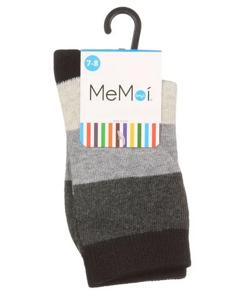 MEMOI Ombre Color Block Crew Socks - Black
