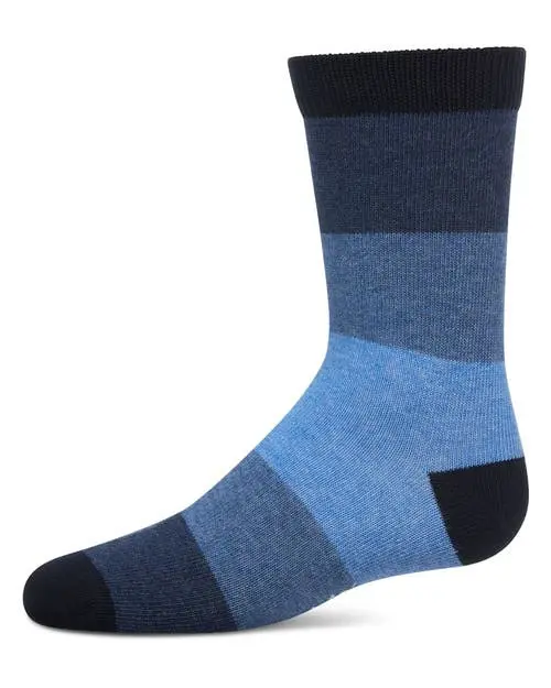 MEMOI Ombre Color Block Crew Sock - Navy