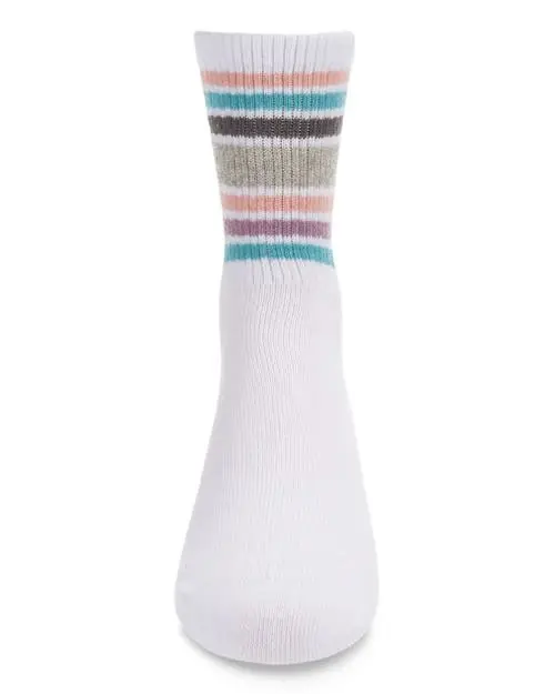MEMOI Metallic Sport Stripe Crew Socks