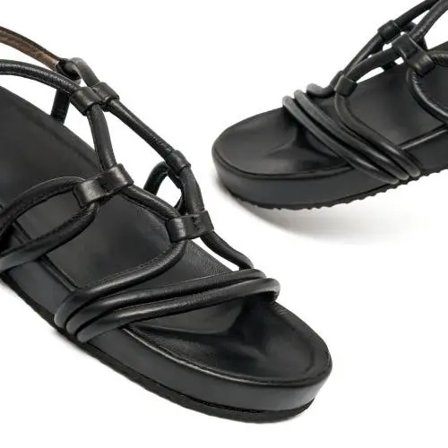 ALTA Flora Strappy Leather Sandals - Black