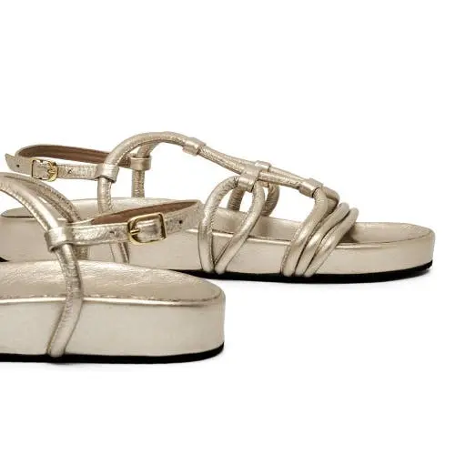 ALTA Flora Strappy Leather Sandals - Gold
