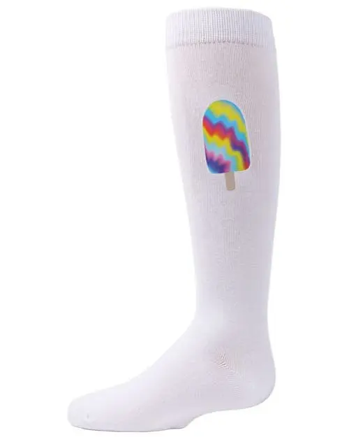 MEMOI Tie-dye Popsicle Knee-high Socks - White