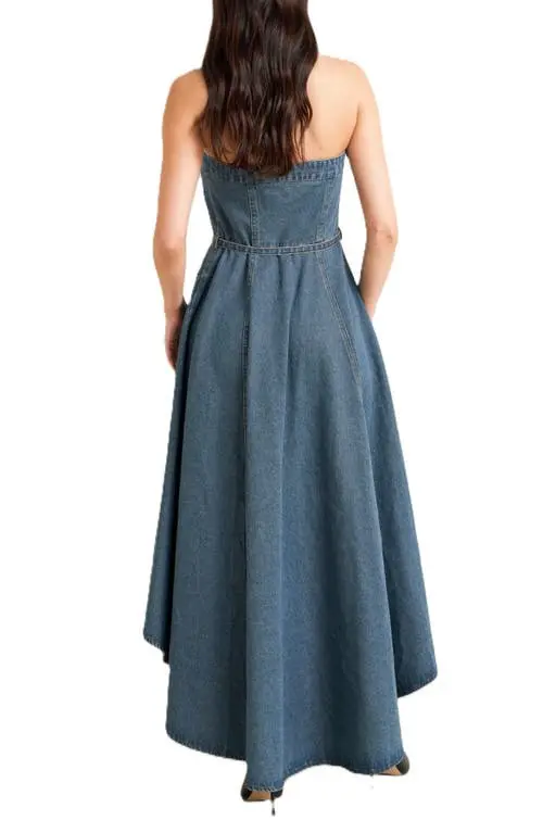 FREEMARKET Belted Strapless High-low Midi Dress
