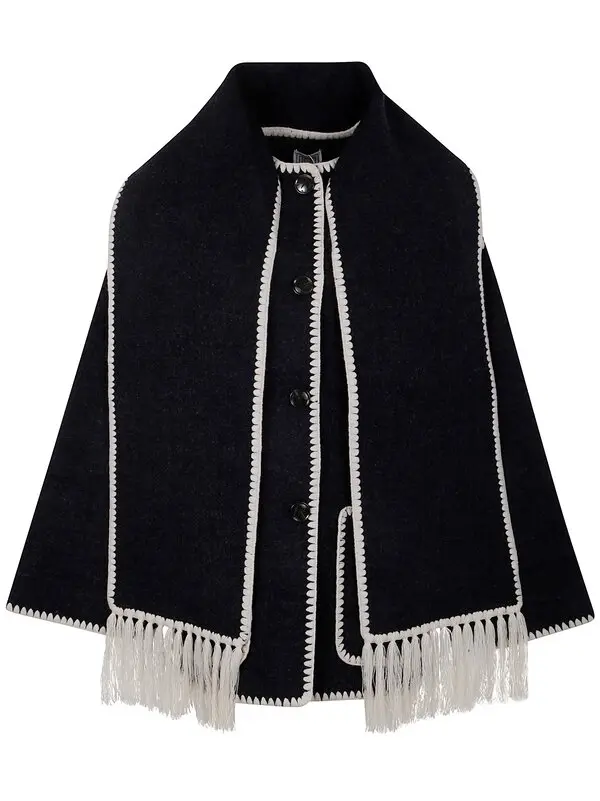 TOTEME Wool Blend Embroidered Scarf Jacket