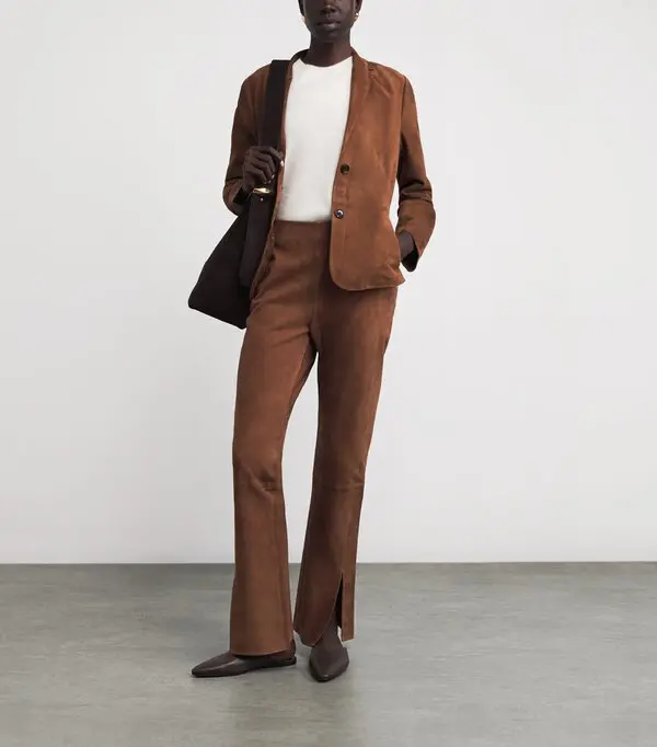 Theory Lambskin Suede Slim Trousers