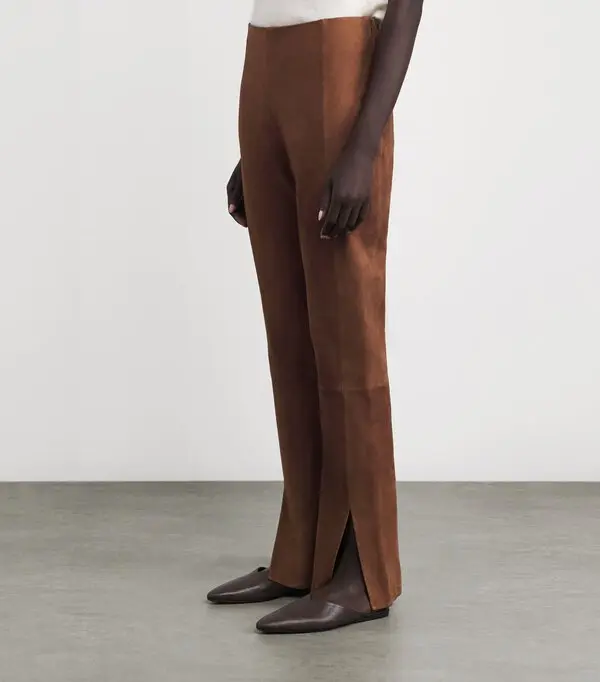 Theory Lambskin Suede Slim Trousers