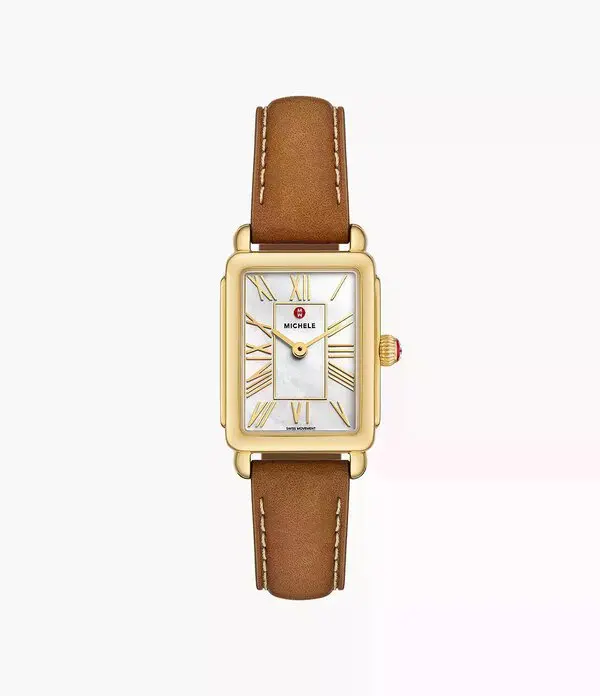 Michele Deco Park 18k Gold-plated Watch - Brown