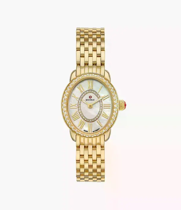 Michele Serein Oval Diamond Watch - 18k Gold-plated