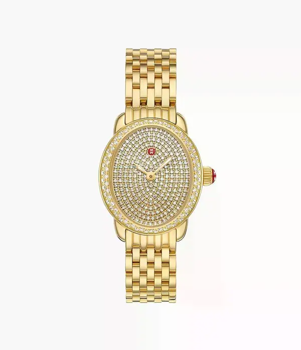Michele Limited Edition Serein Oval Diamond Pave Stainless Steel Watch - 18k Gold-plated