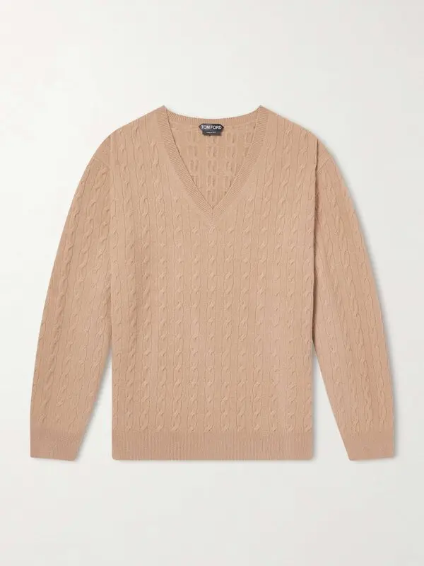 TOM FORD Cable-knit Wool Sweater - Light Brown