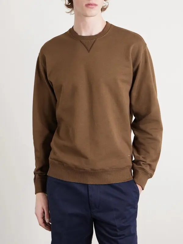 TOM FORD Logo-embroidered Cotton-jersey Sweatshirt - Brown