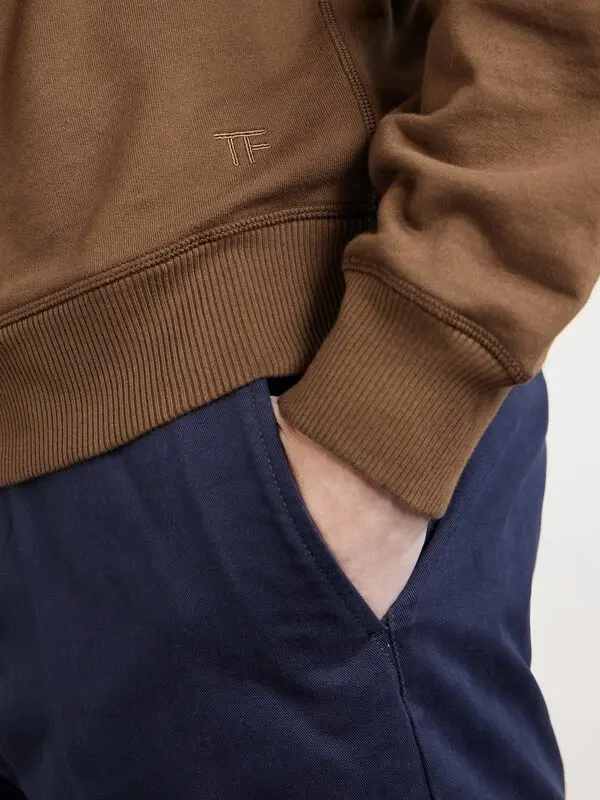 TOM FORD Logo-embroidered Cotton-jersey Sweatshirt - Brown