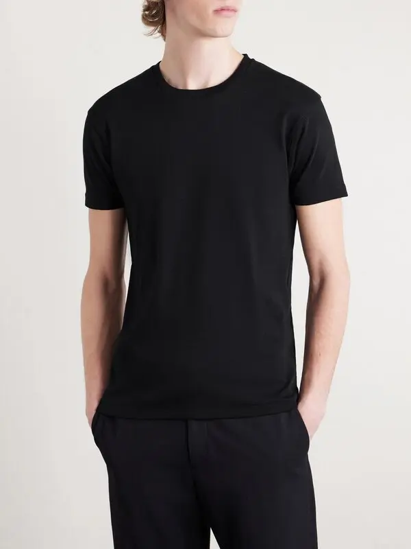 TOM FORD Pointelle-knit Cotton T-shirt - Black